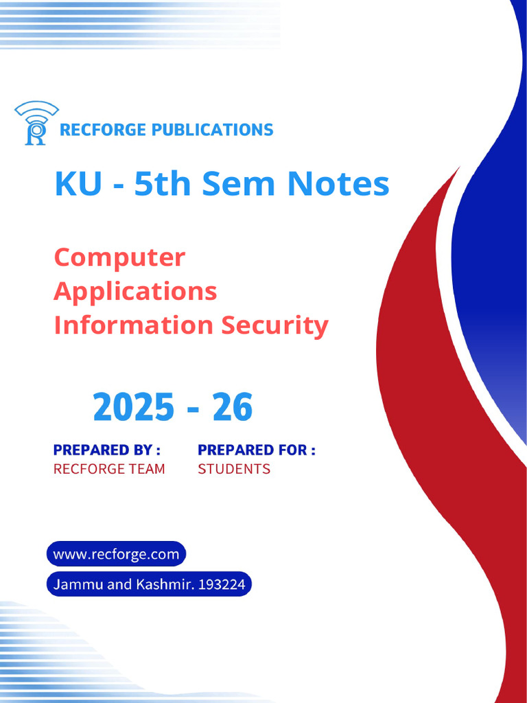 Computer Applications Information Security Notes 2025 | PDF | Key ...