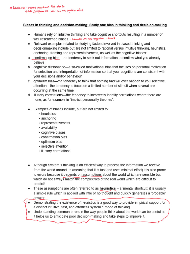 Understanding Cognitive Biases in Decision-Making | PDF | Heuristic ...