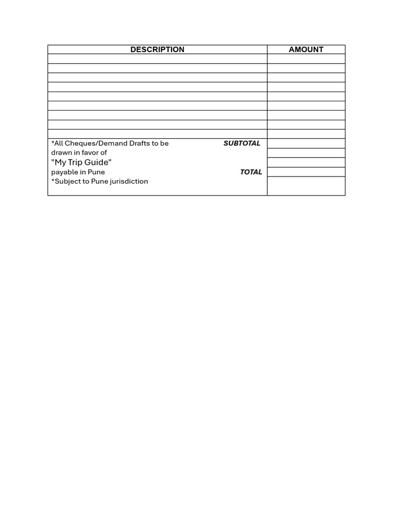 "My Trip Guide": All Cheques/Demand Drafts To Be Drawn in Favor of ...