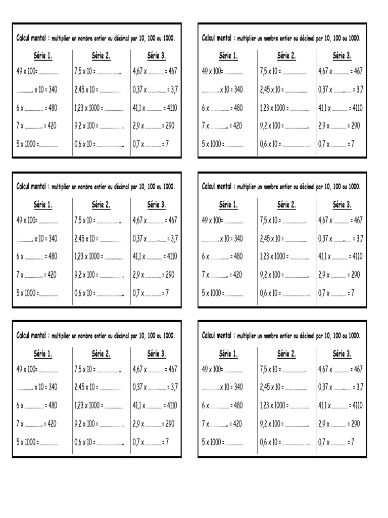 Bv000027.Lkdoc .27 Multiplier Entier Ou Decimal Par 10 100 1000 | PDF