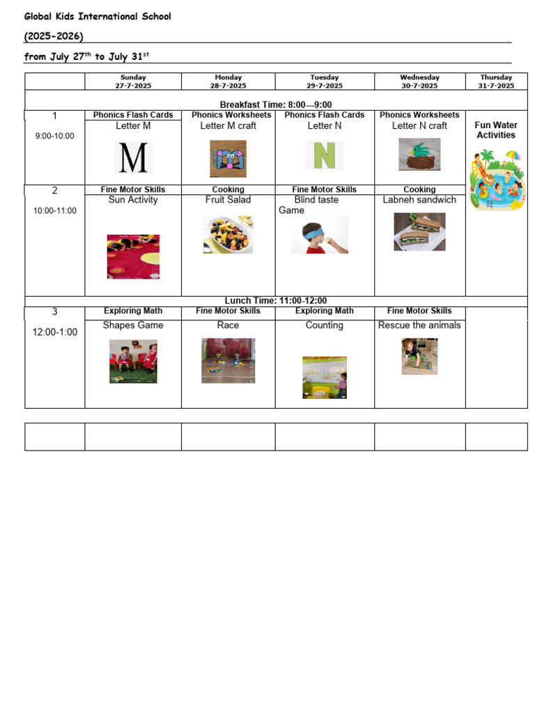 Weekly Plan 7 (Pre-K and KGS) | PDF