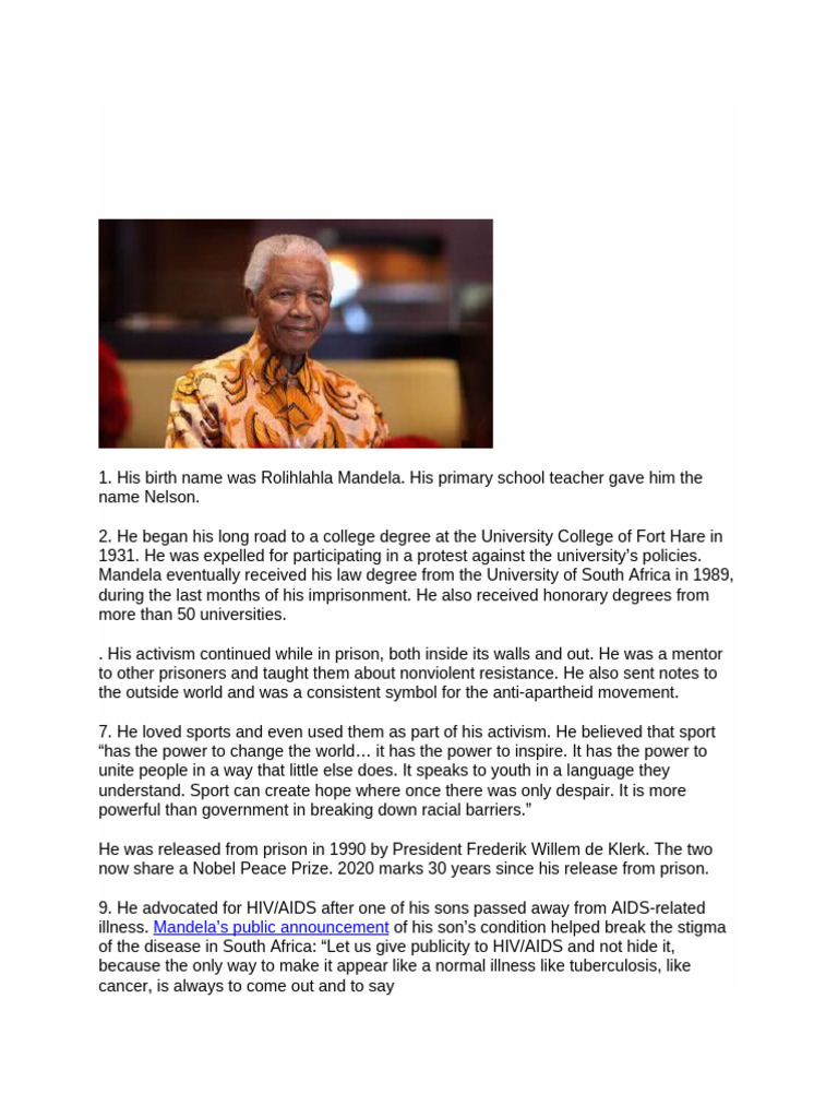 Nelson Mandela Biography | PDF | Nelson Mandela | South Africa
