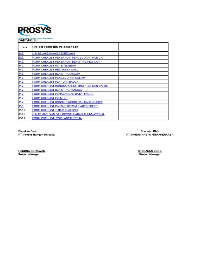 Construction Project Checklist Forms | PDF | Materials | Composite Material
