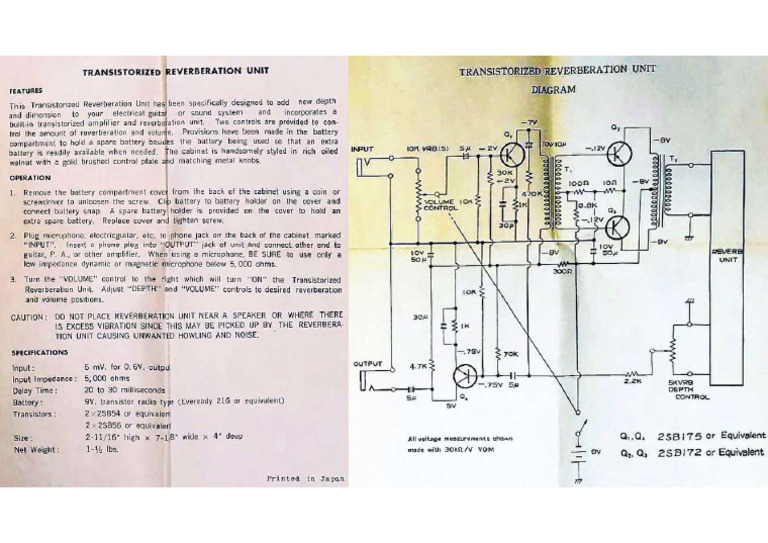 Solid State Reverbation Amplifier - Schematic and Circuit Description | PDF