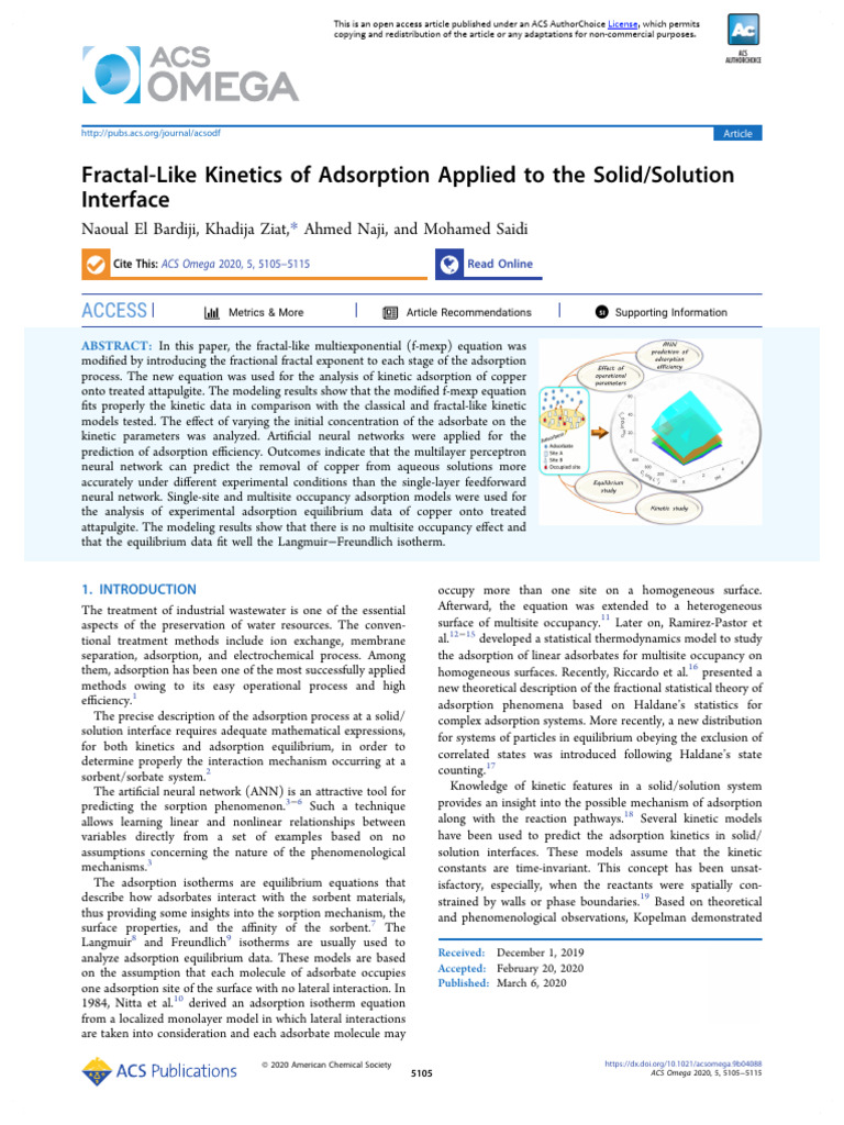 Fractal-Like Kinetics of Adsorption Applied to the SolidSolution Interface | PDF | Adsorption ...