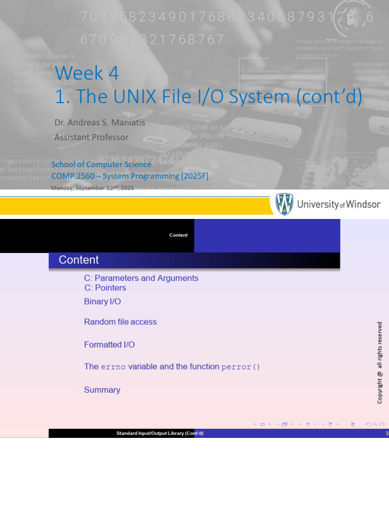 4.1. COMP.2560 - UNIX File IO System (Cont.) | PDF | Parameter ...