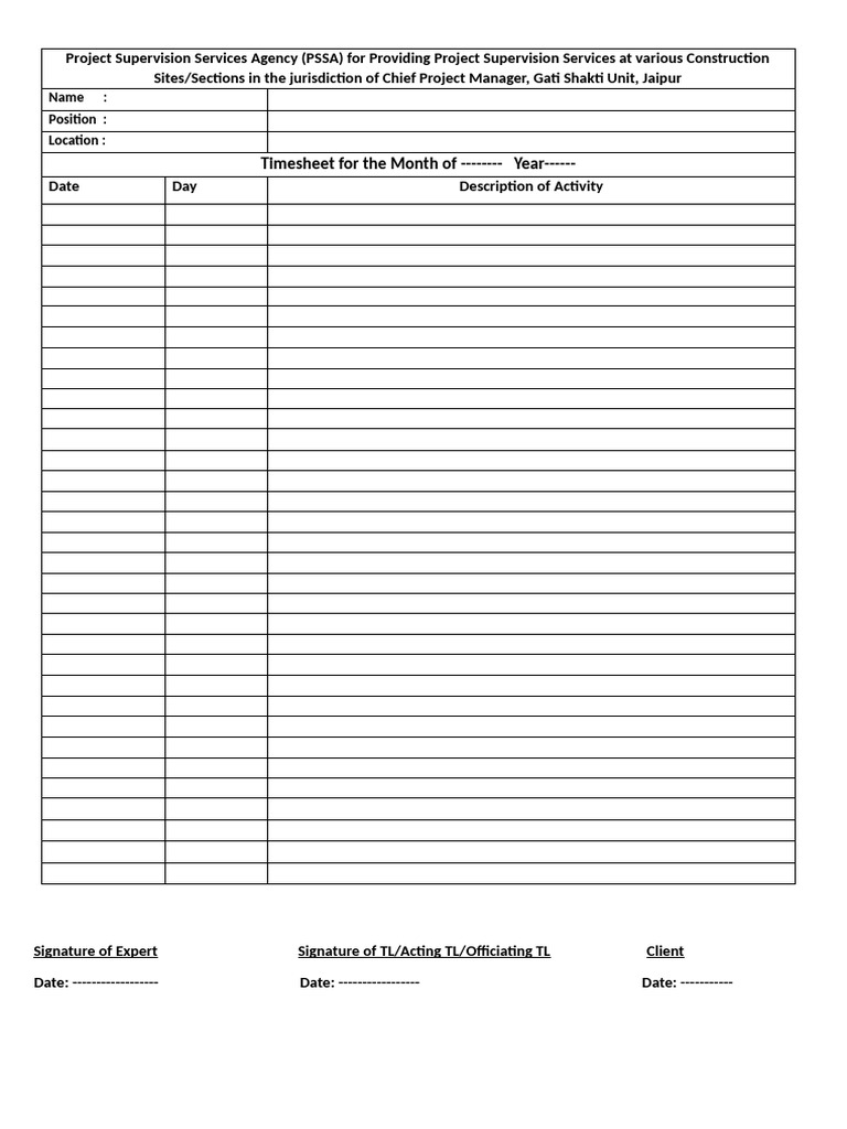 Time Sheet Format | PDF