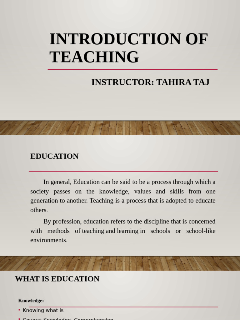 Introduction of Teaching | PDF | Learning | Curriculum