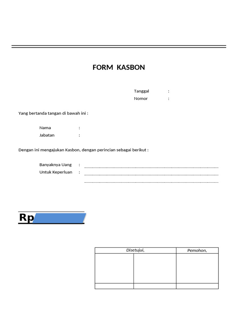 Contoh Formulir Kasbon Sederhana | PDF