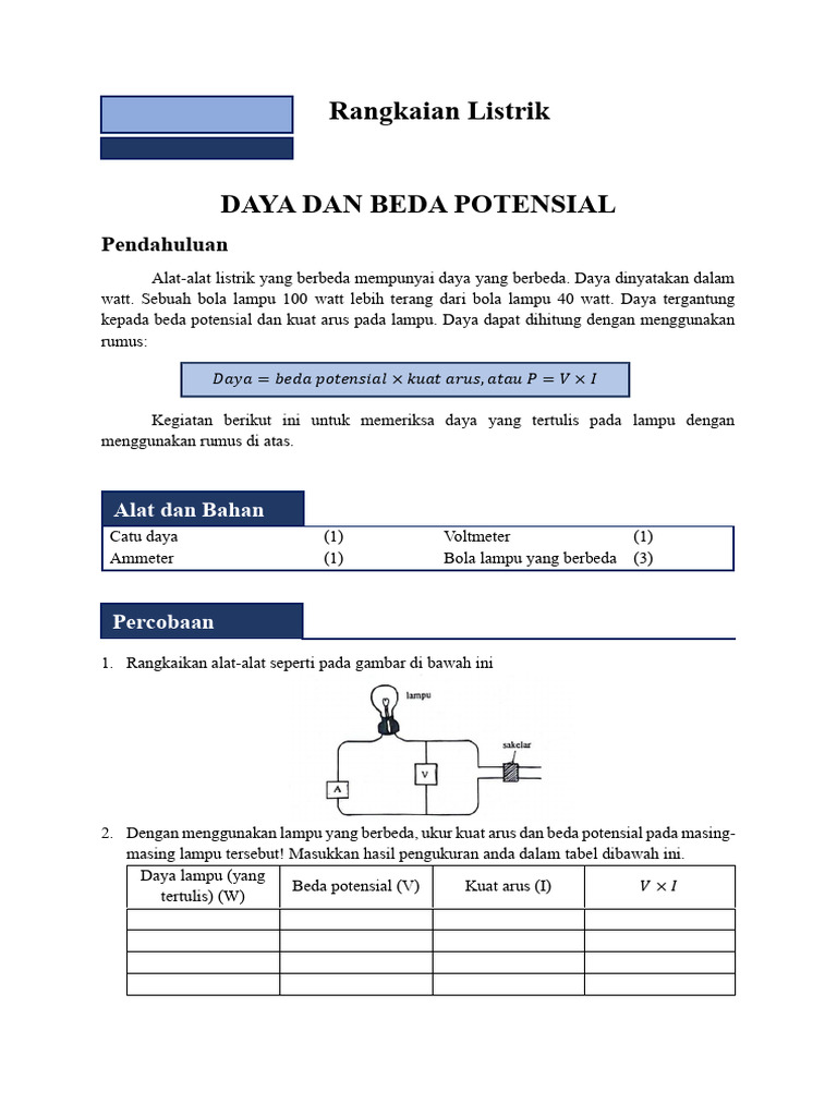 Daya Dan Beda Potensial | PDF