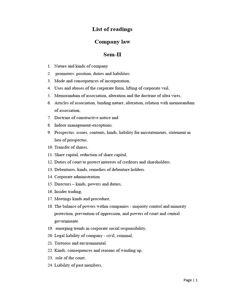 Company Law Readings and Case Laws | PDF | Piercing The Corporate Veil ...