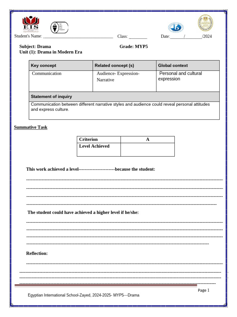 Summative Task A - MYP 5 - Q1 | PDF | Genre | Narrative