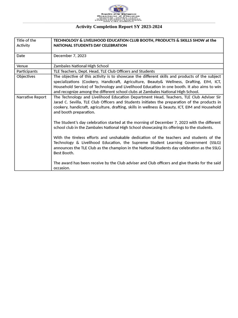 TLE Club-Skills | PDF