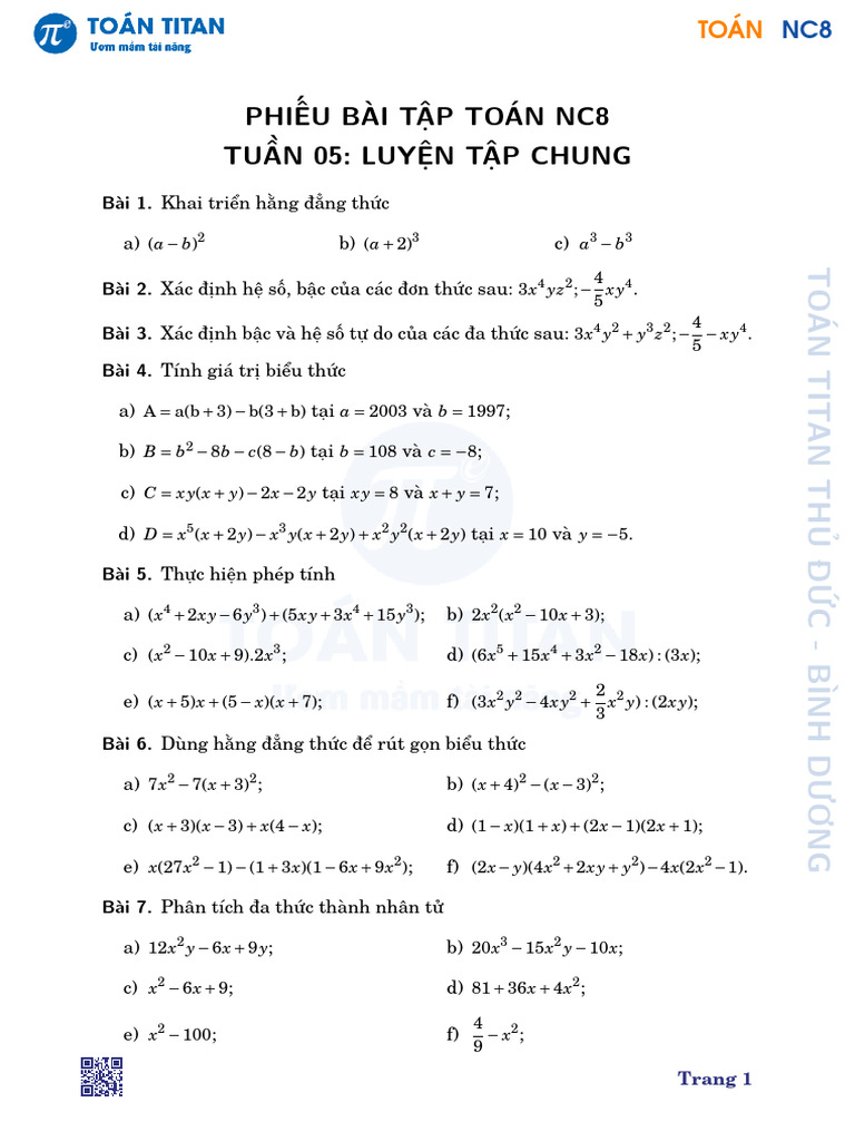 TĐ PBT NC8 HK1 Tuan05 LuyenTapChung | PDF