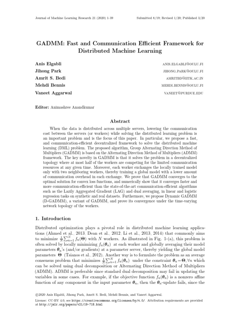 GADMM: Fast and Communication Efficient Framework For Distributed Machine Learning | PDF ...