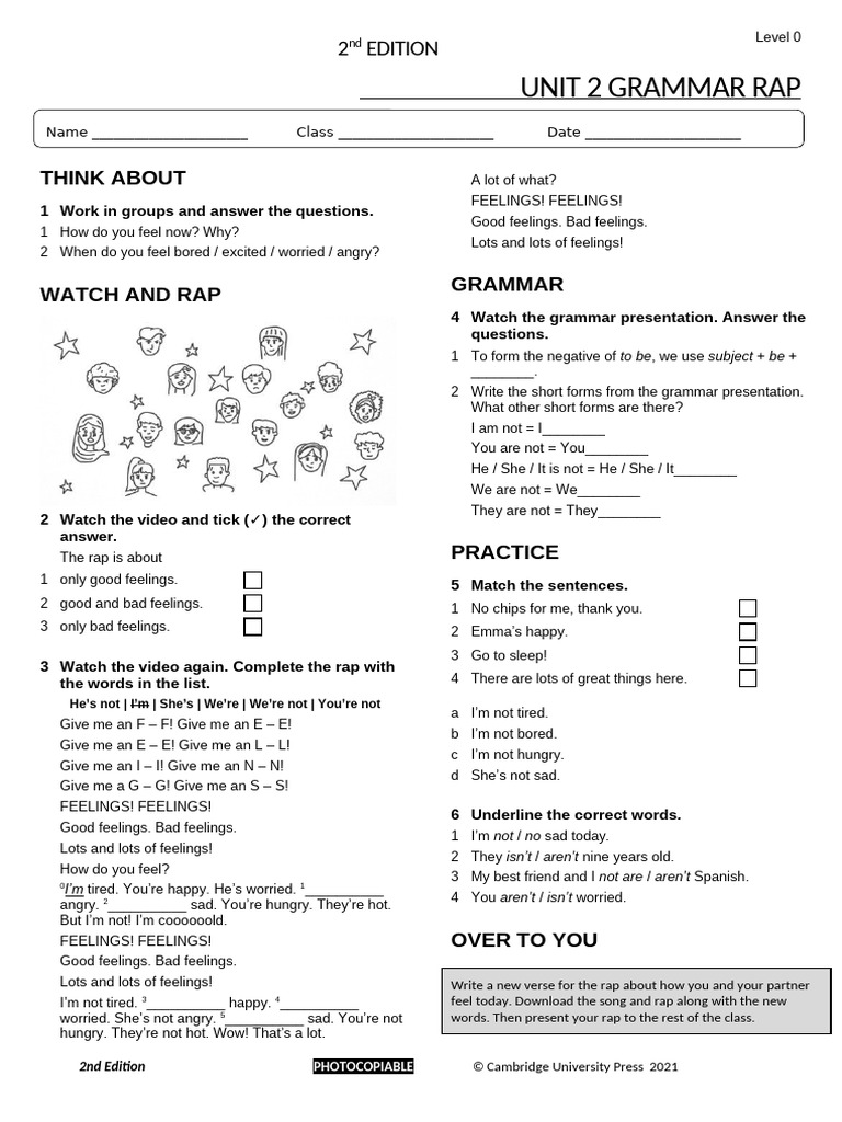 Thk2e BrE L0 Grammar Rap Unit 2 | PDF | Linguistics | Grammar