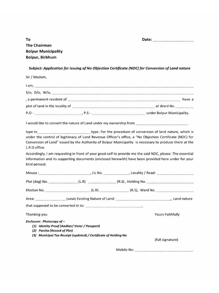 Application For NOC Conversion of Land | PDF