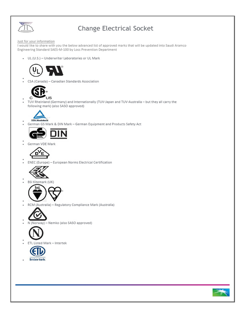 Approved Marks for Electrical Sockets | PDF