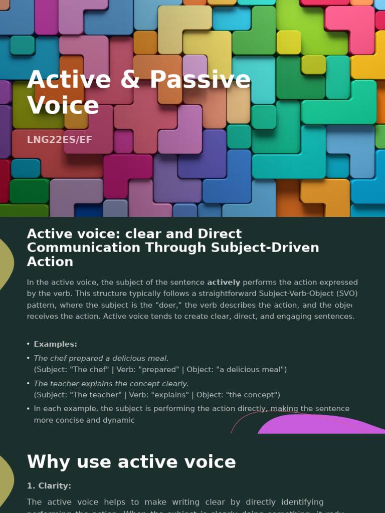 Active and Passive Voice (1) | PDF | Subject (Grammar) | Verb