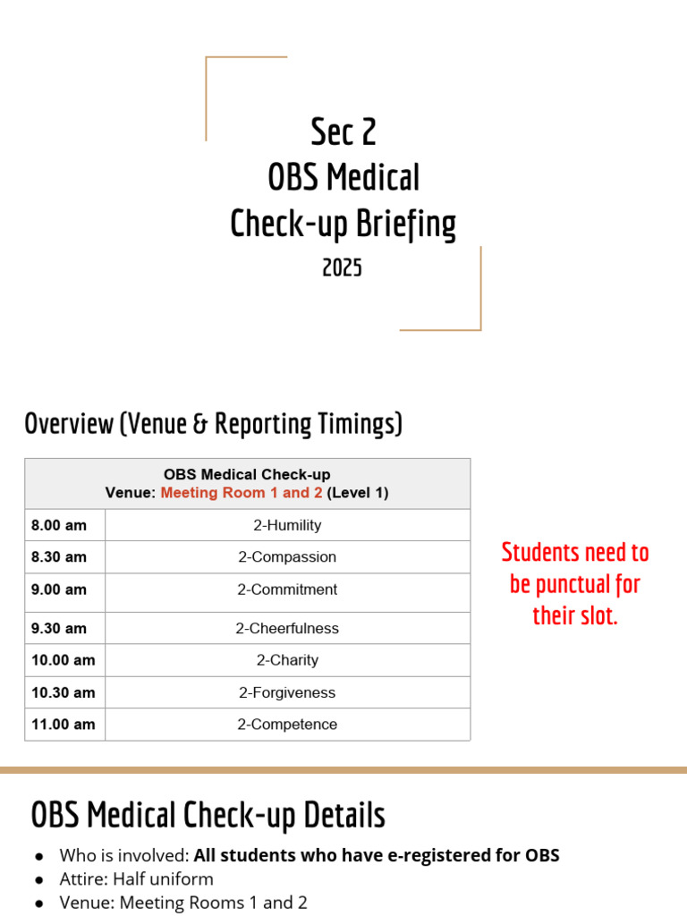 OBS Medical Check-up Schedule 2025 | PDF