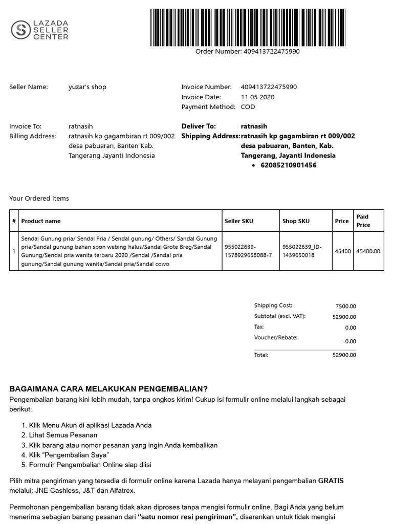 Contoh Resi | PDF