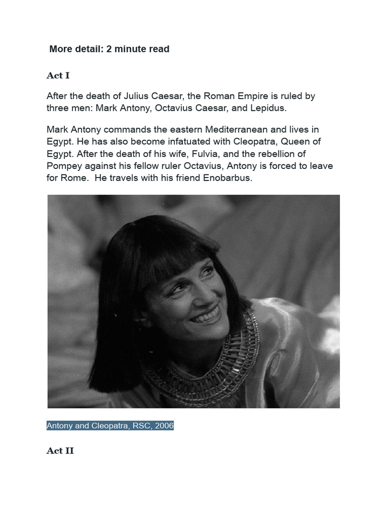 Antony and Cleopatra's Tragic Love | PDF | Mark Antony | Cleopatra
