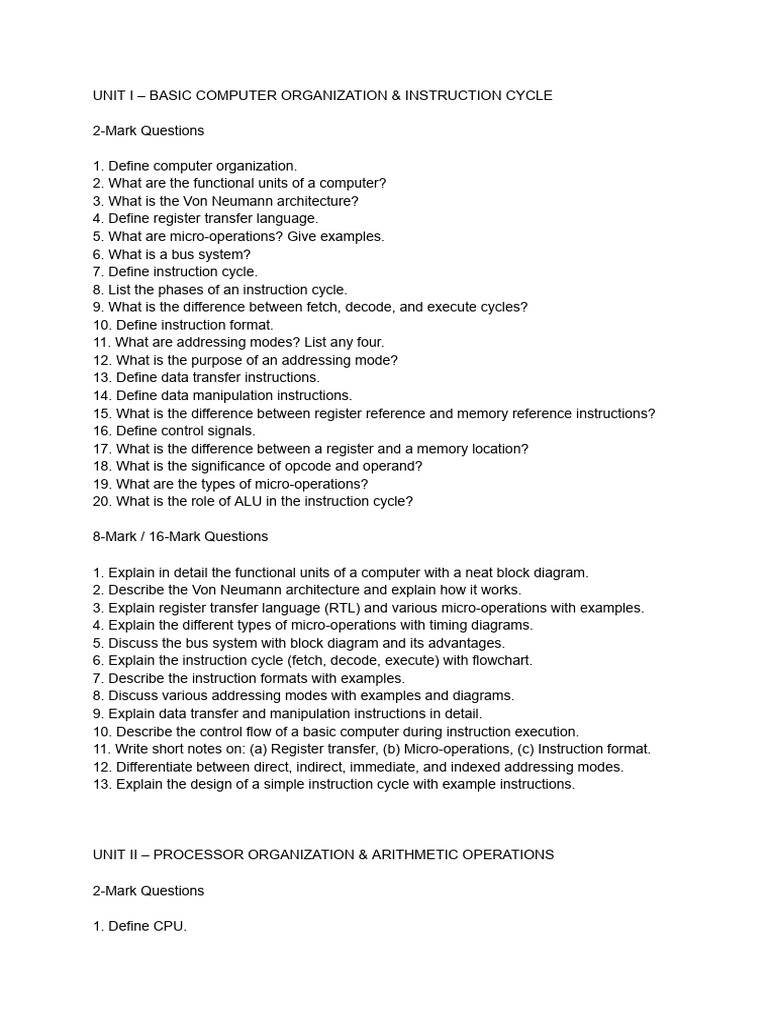 Computer Organisation Question Bank | PDF | Central Processing Unit | Arithmetic
