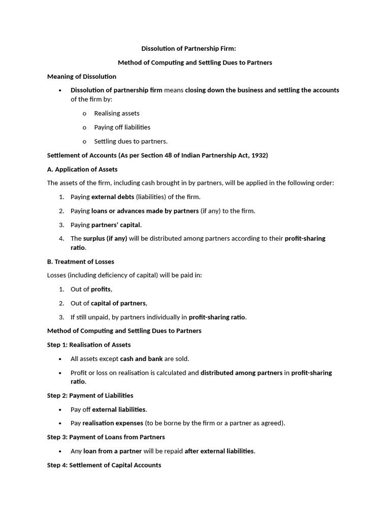 Dissolution of Partnership Firm | PDF | Debits And Credits | Debt