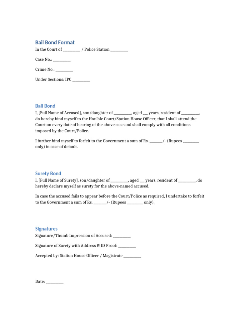 Bail Bond Format | PDF