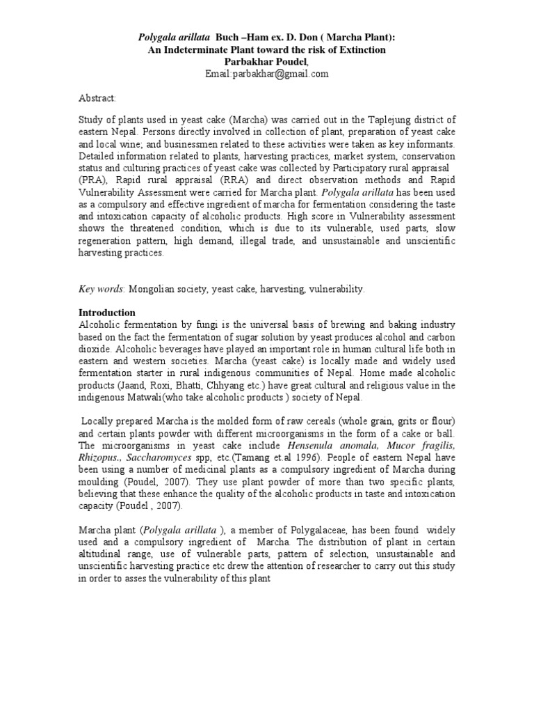 Polygala Arillata Marcha Plant | PDF | Yeast | Vulnerability (Computing)