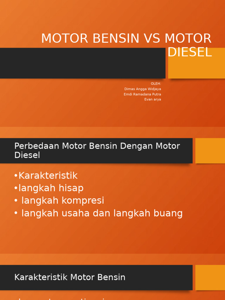 Motor Bensin Vs Motor Diesel | PDF