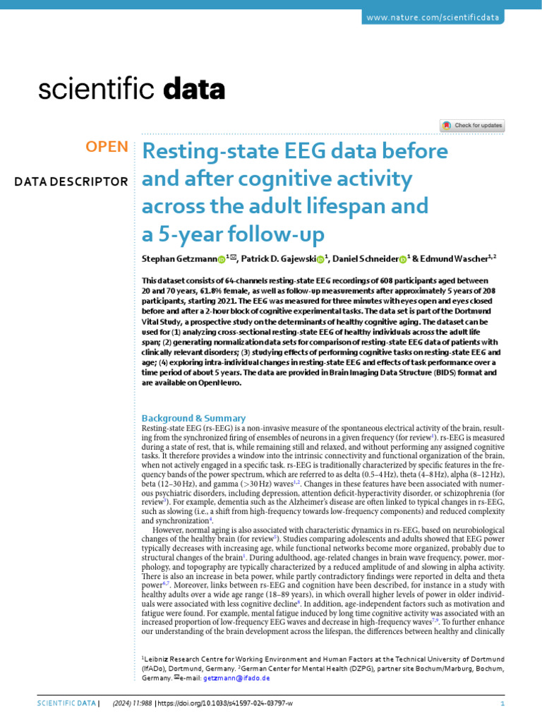 Resting-State EEG Data Across Lifespan | PDF | Electroencephalography ...