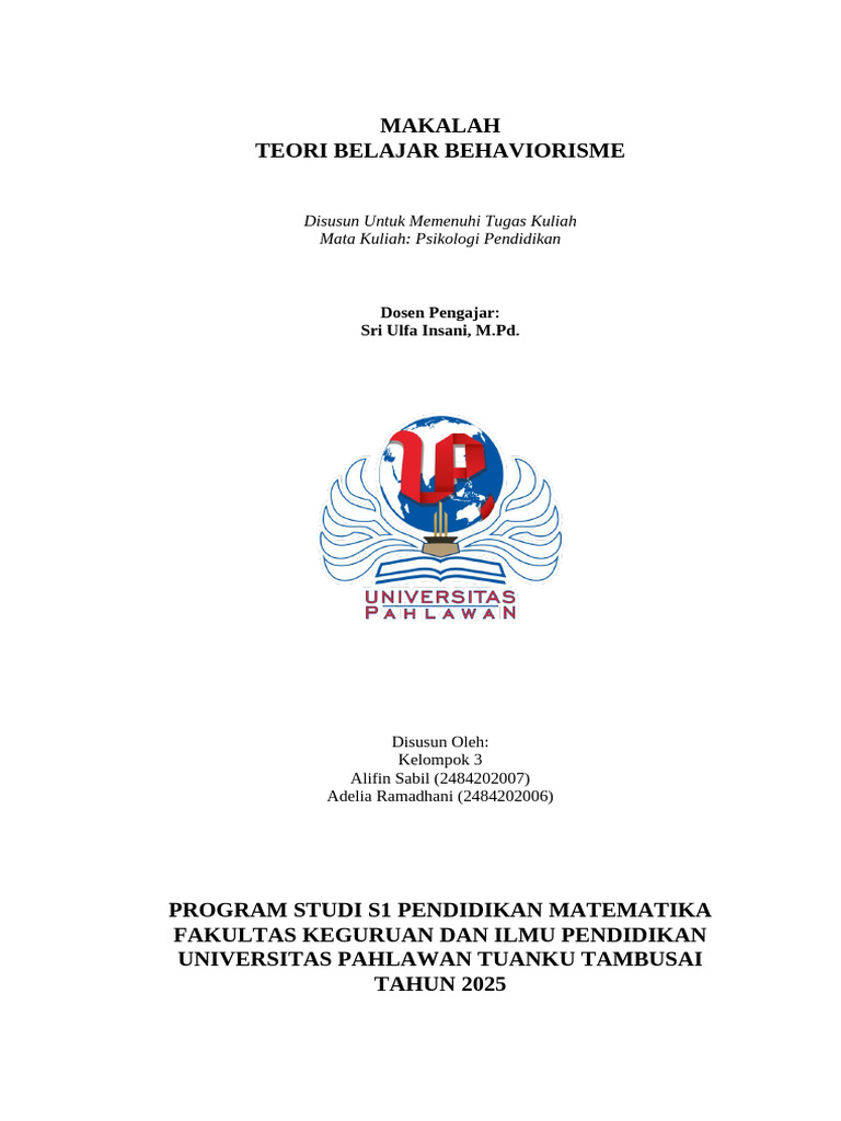 Pengertian Teori Belajar Behaviorisme | PDF