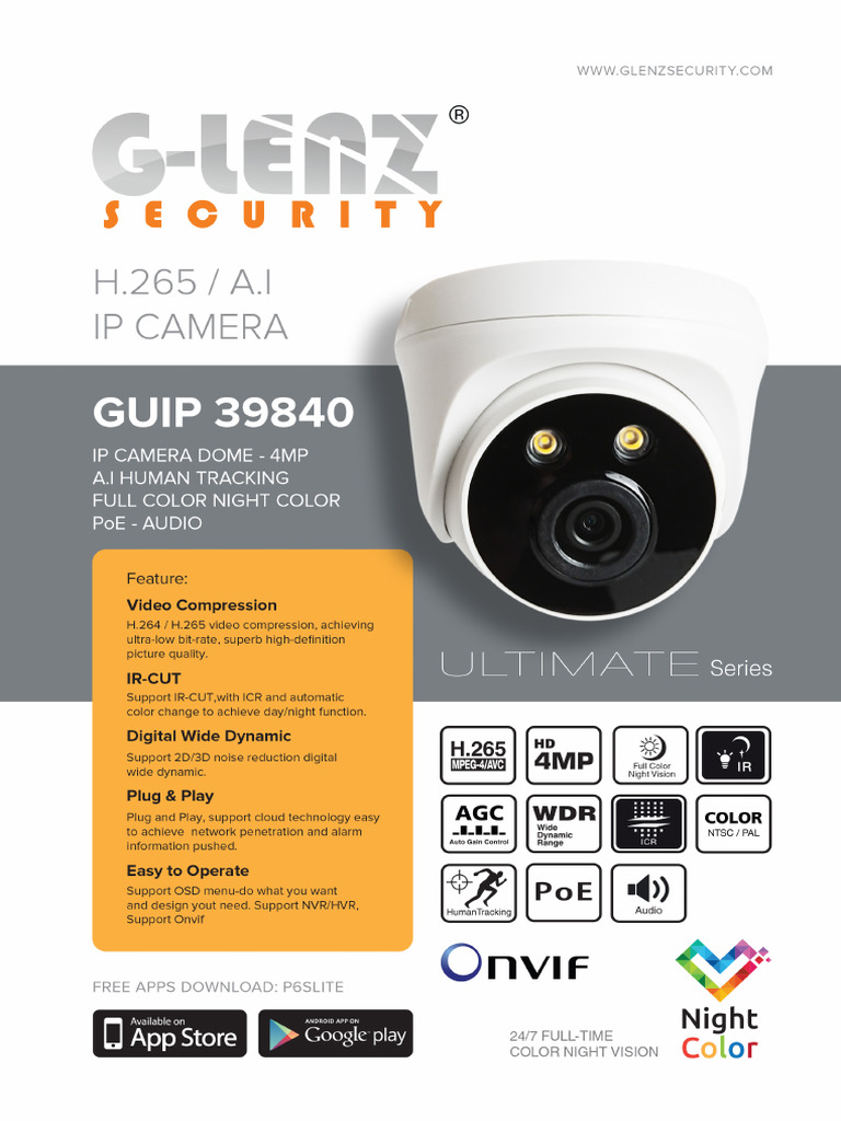 Glenz - IP Camera GUIP 39840 4MP AI NightColor | PDF