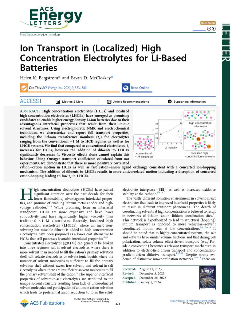 Bergstrom Mccloskey 2024 Ion Transport in (Localized) High ...