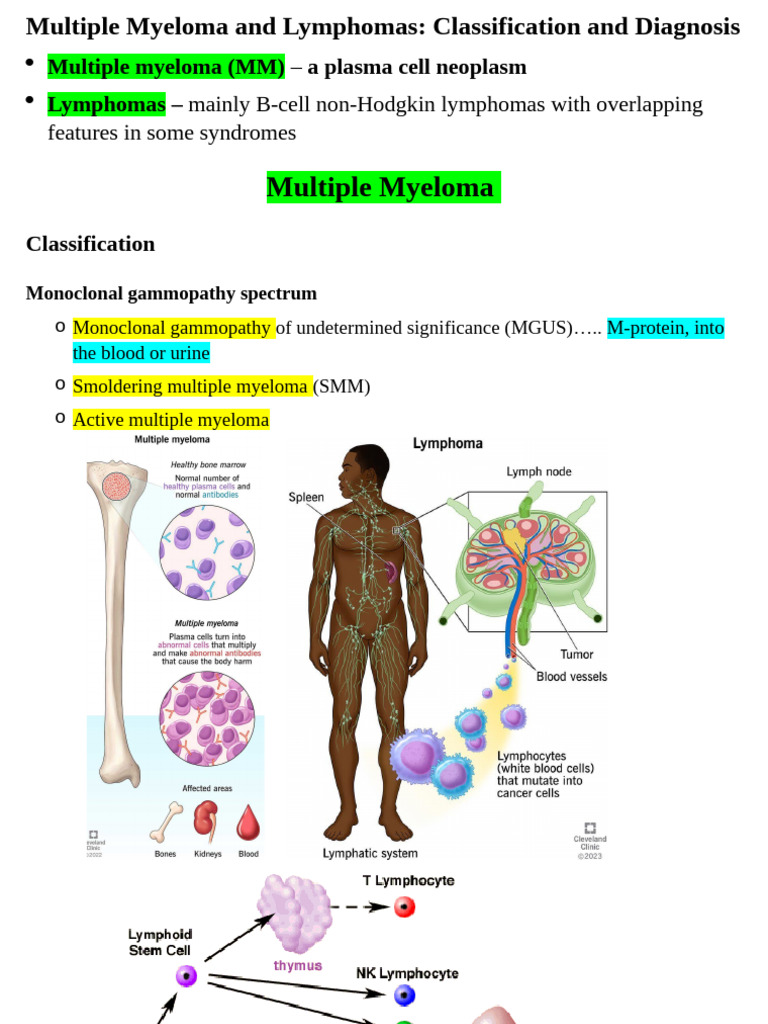 Myeloma and Lymphoma Diagnosis Guide | PDF | Multiple Myeloma | Lymphoma