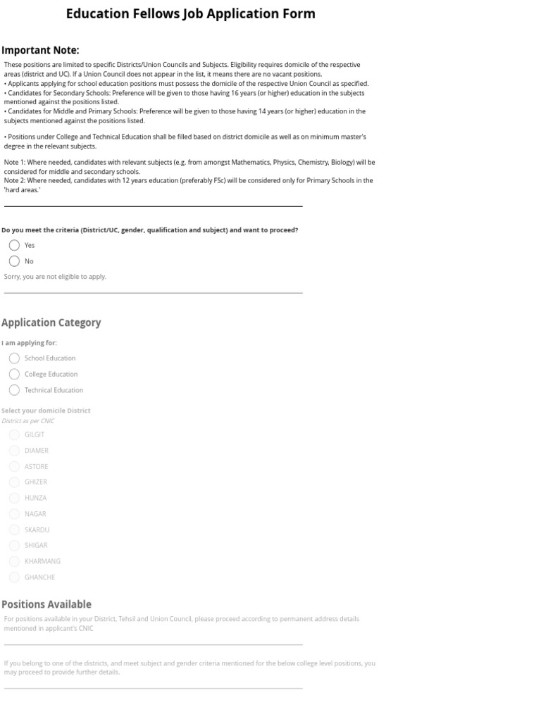 Education Fellows Application Form | PDF | Islamabad | World Politics