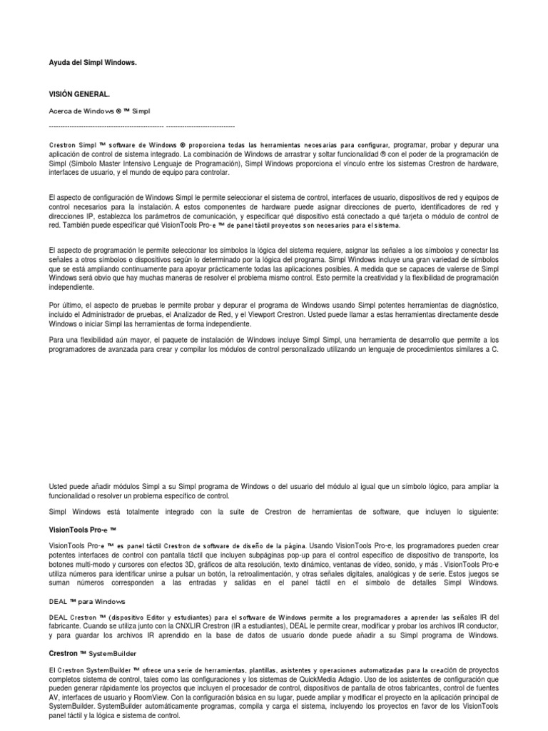 Ayuda Simpl Windows Crestron | PDF | Archivo de computadora | Contraseña
