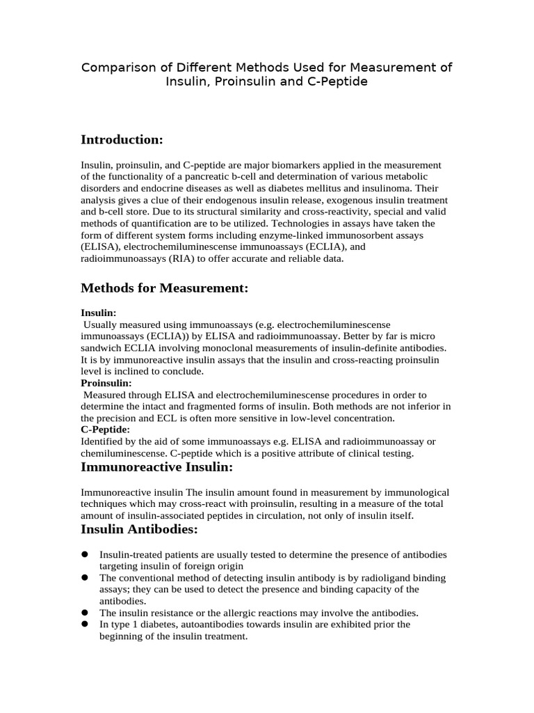 Comparison of Different Methods Used For Measureme - Docx 2 | PDF ...