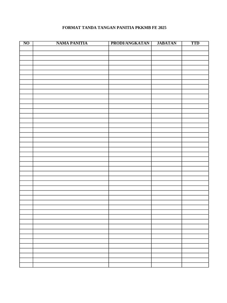 Format Tanda Tangan Mentor & Panitia | PDF