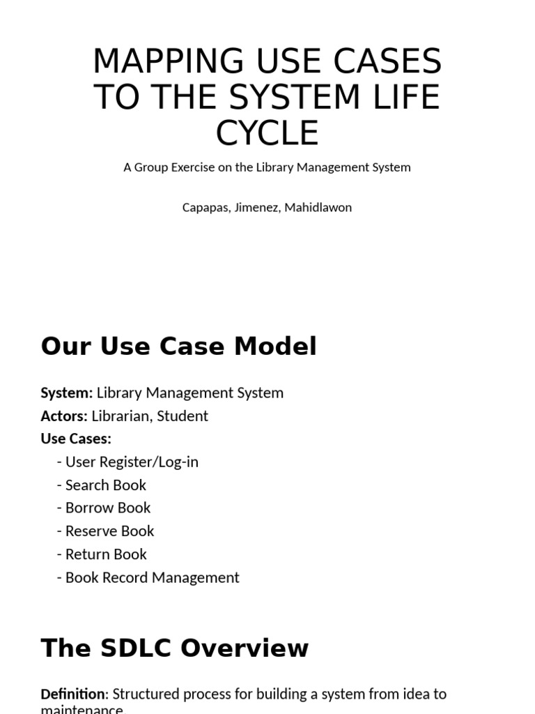 Mapping Use Cases System Life Cycle | PDF