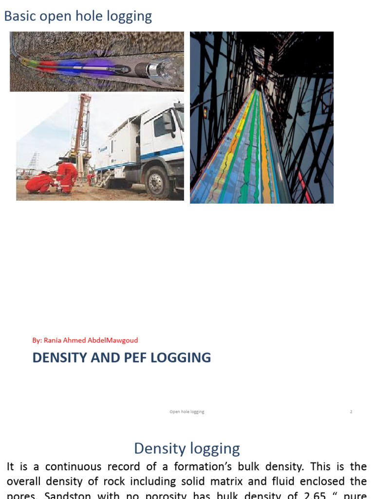 Density Logging in Open Hole Logging | PDF | Porosity | Shale