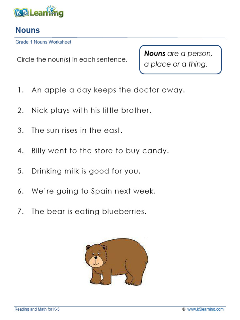 1st Grade Circle Noun 4 | PDF