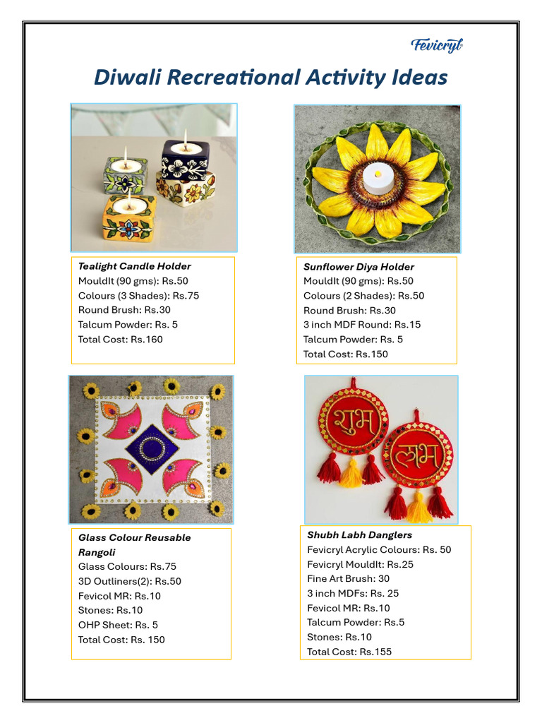 Diwali Craft Activity Ideas and Costs | PDF