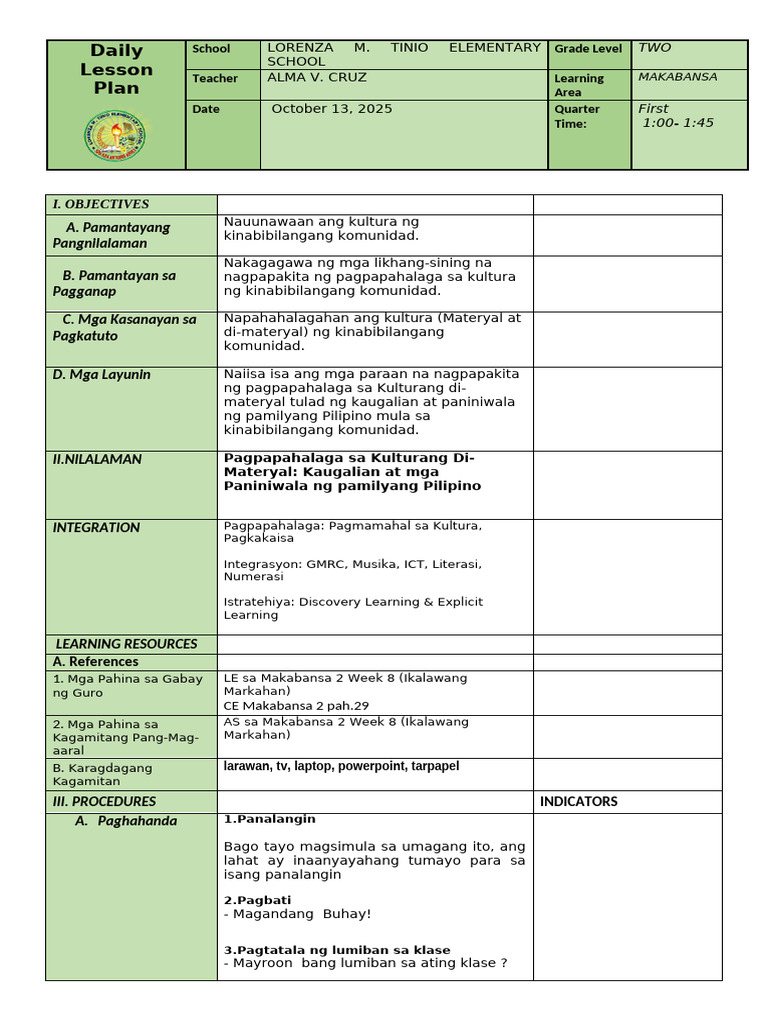 Cot Makabansa 25 26 | PDF