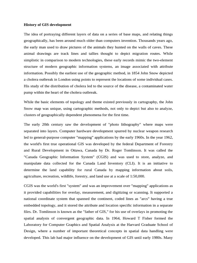 History of GIS development | PDF | Geographic Information System ...
