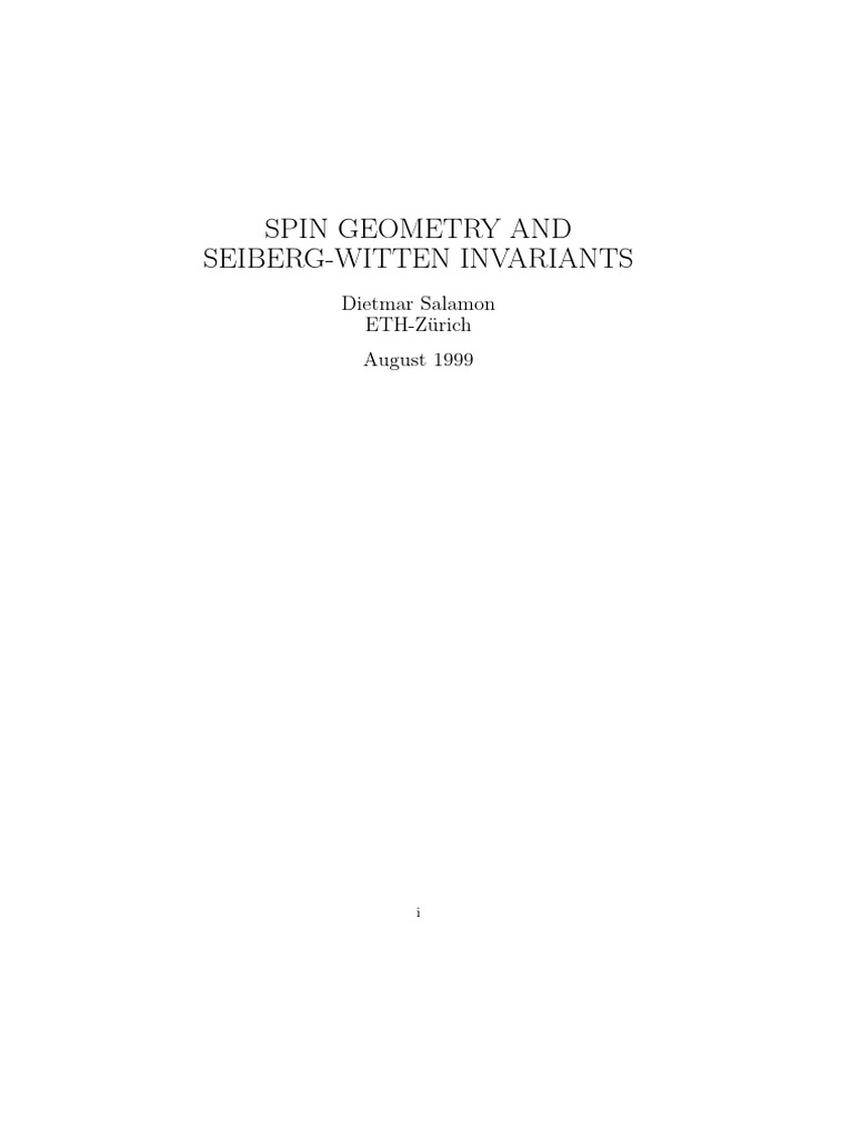 Seiberg-Witten Invariants in 4-Manifolds | PDF | Geometry | Topology