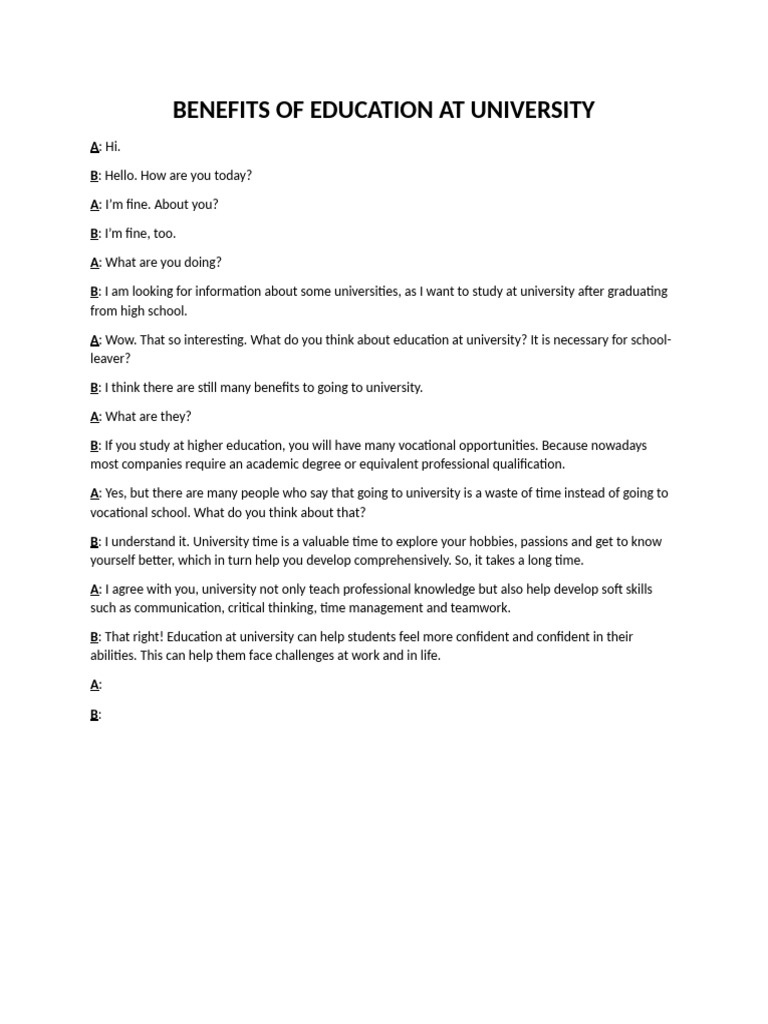 Benefits of Education at University | PDF