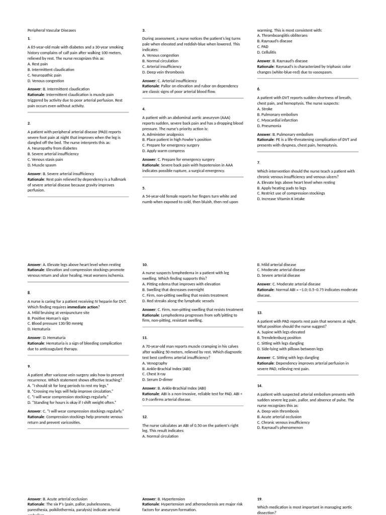 Peripheral Vascular Diseases | PDF | Edema | Vein