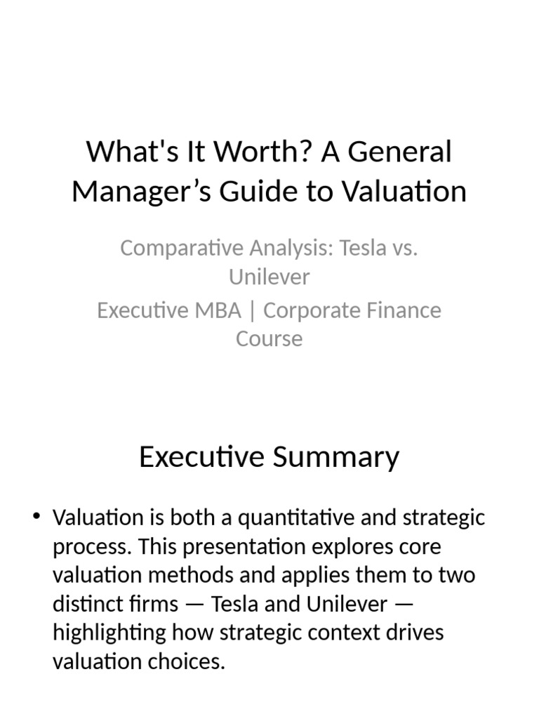Whats It Worth Comparative Valuation Presentation | PDF | Valuation ...